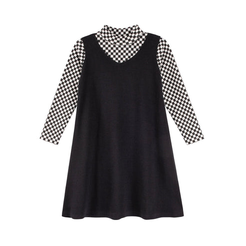 Checkered Mock Neck Dress – Pixie Rack